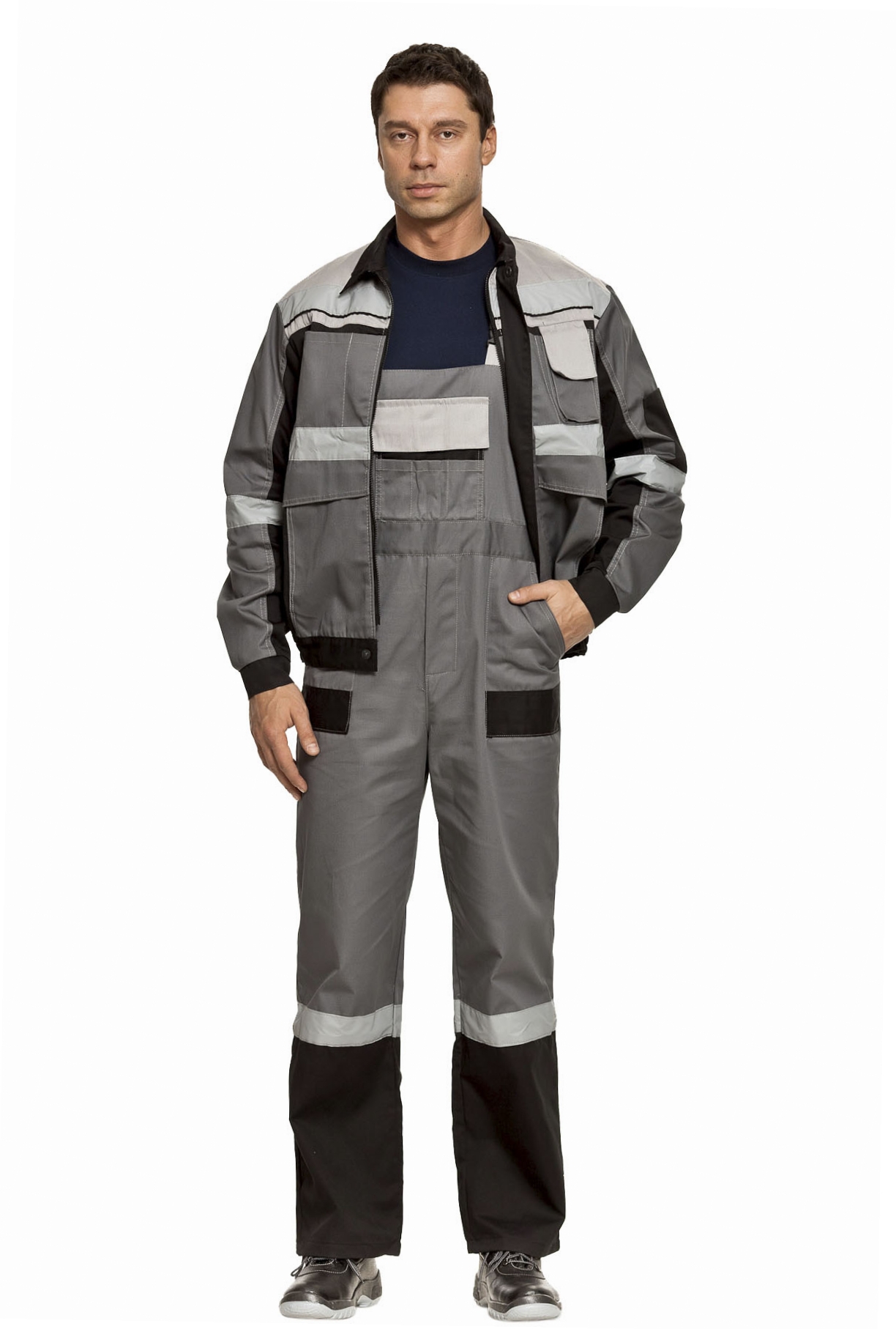 Костюм "Виват" с п/к (серый+черный )